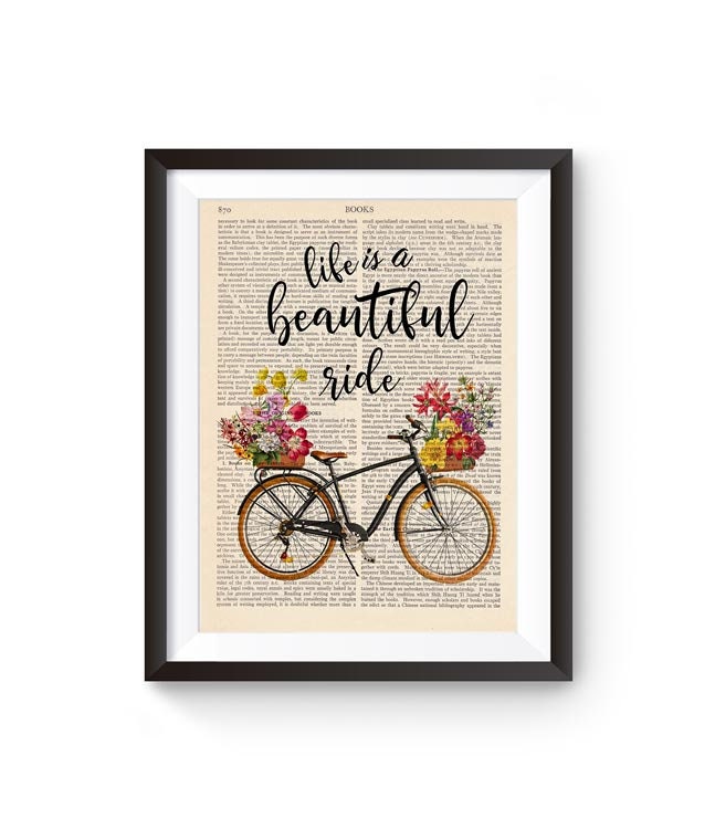 Bicycle Print With Flowers Bicycle Artwork Bicycle Wall Art - Etsy