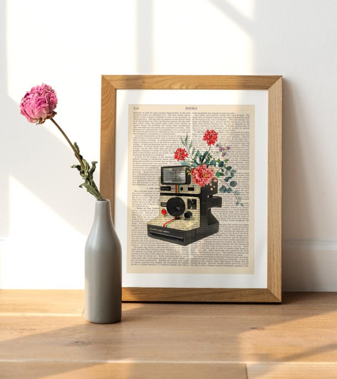Polaroid Camera Print Vintage Flowers Wall Print Vintage - Etsy
