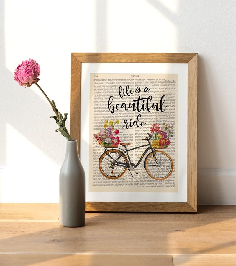 Bicycle Print With Flowers Bicycle Artwork Bicycle Wall Art - Etsy