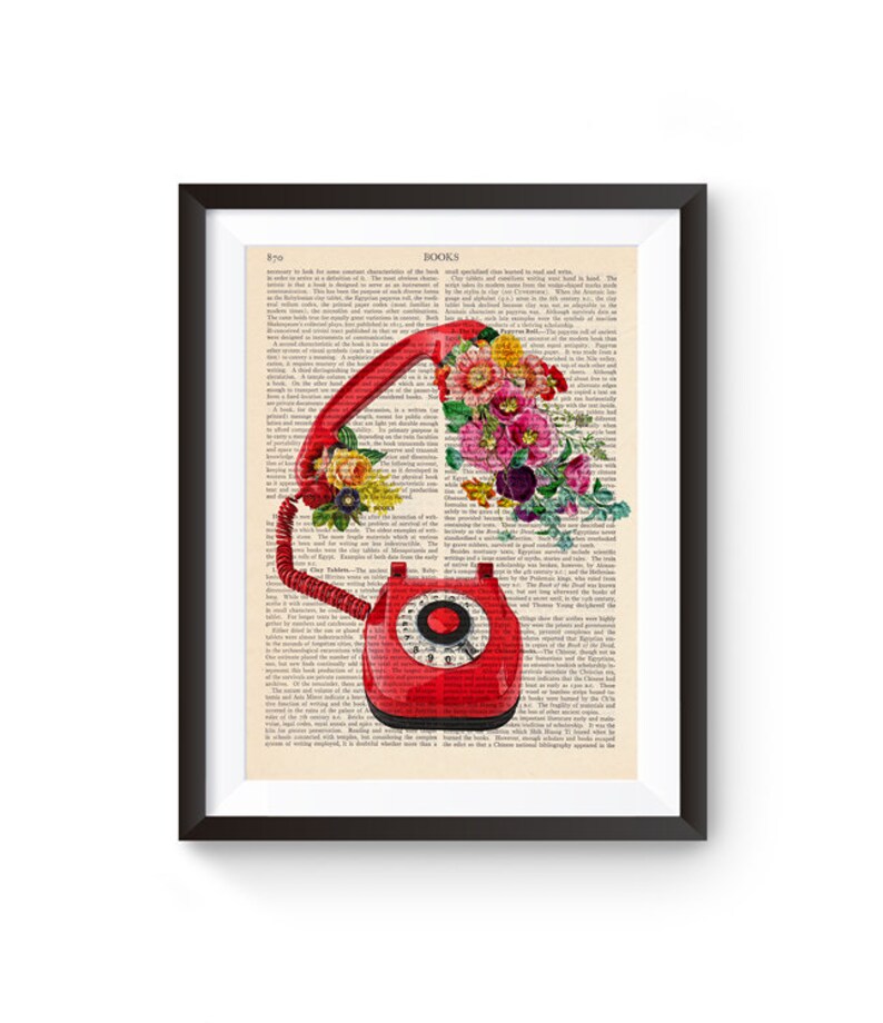 Retro Telephone Vintage Phone Print Red Telephone | Etsy
