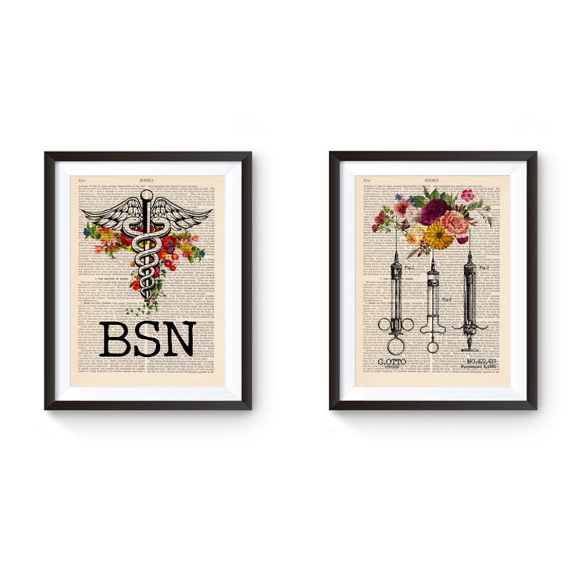 Nurse BSN Illustration Caduceus Medical Symbol Vintage Book - Etsy