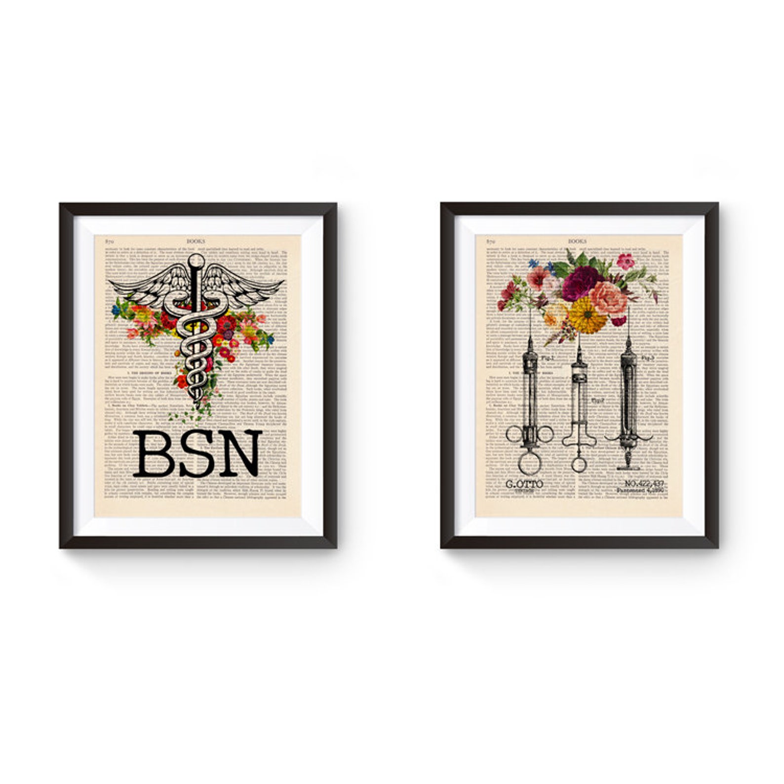 Nurse BSN Illustration Caduceus Medical Symbol Vintage Book - Etsy