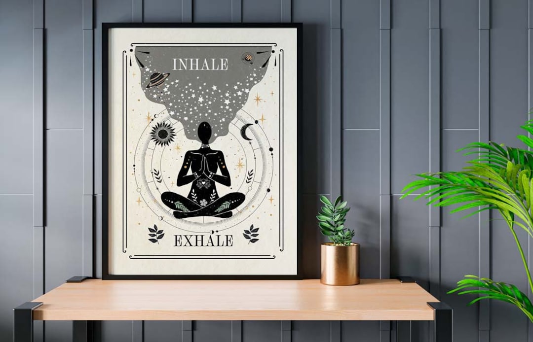 Inhale Exhale Mindfulness Print - Zen Yoga Room Decor - Spiritual Art ...