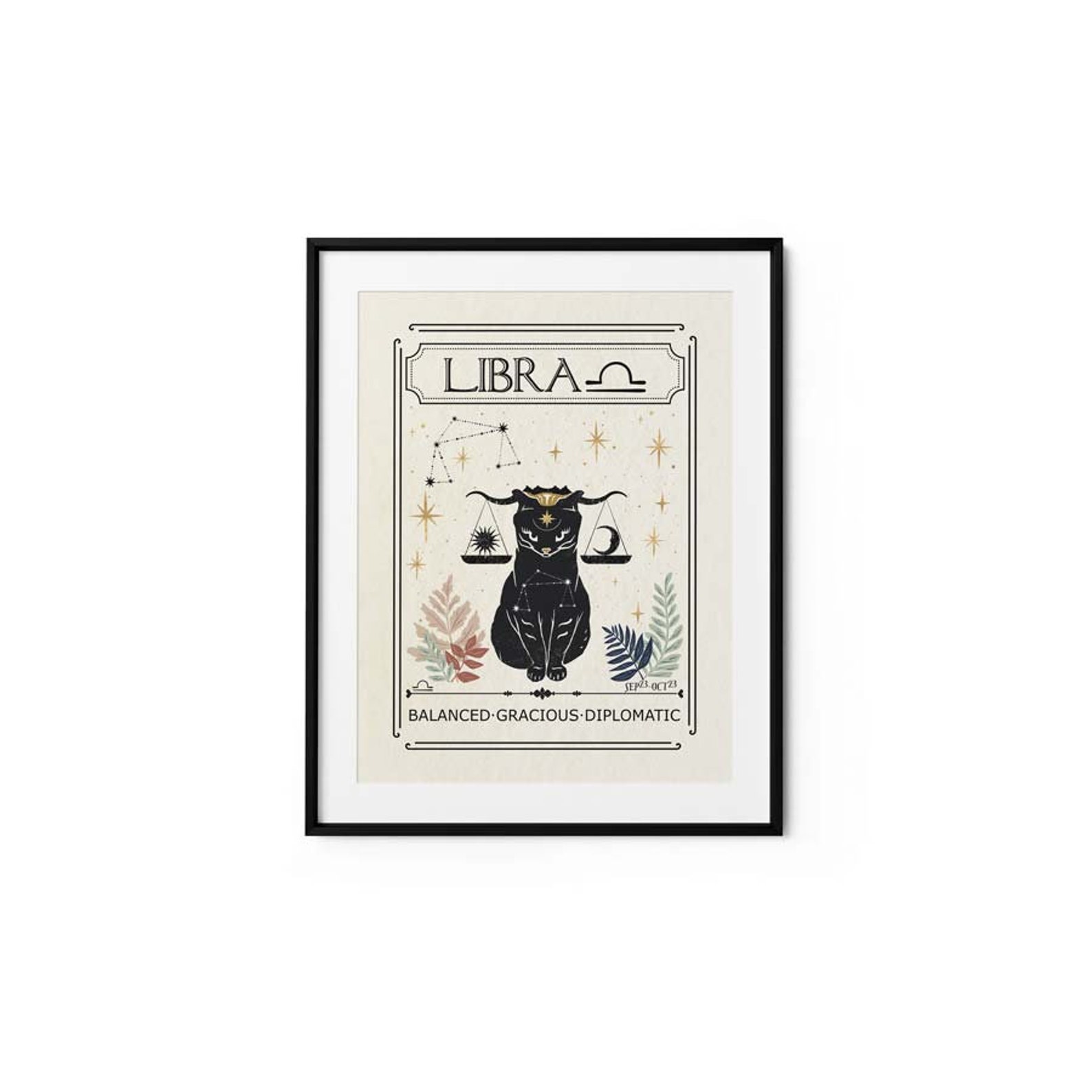 Zodiac Libra Print, Astrology, Star Sign, Boho Decor, Celestial Print ...