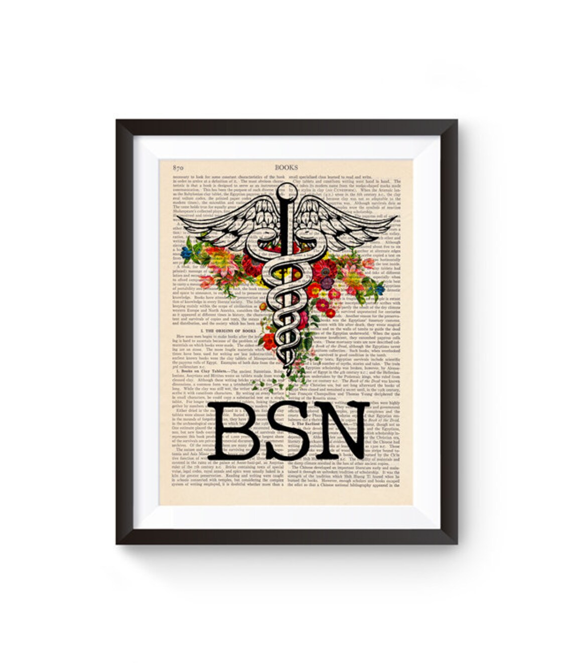 Nurse BSN Illustration Caduceus Medical Symbol Vintage Book - Etsy