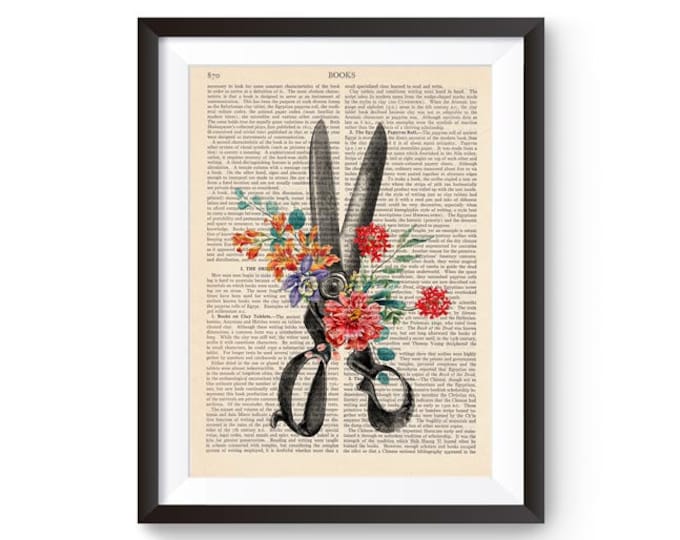 Scissors Crafting Sewing Watercolor Print Gift for Seamstress Craft ...
