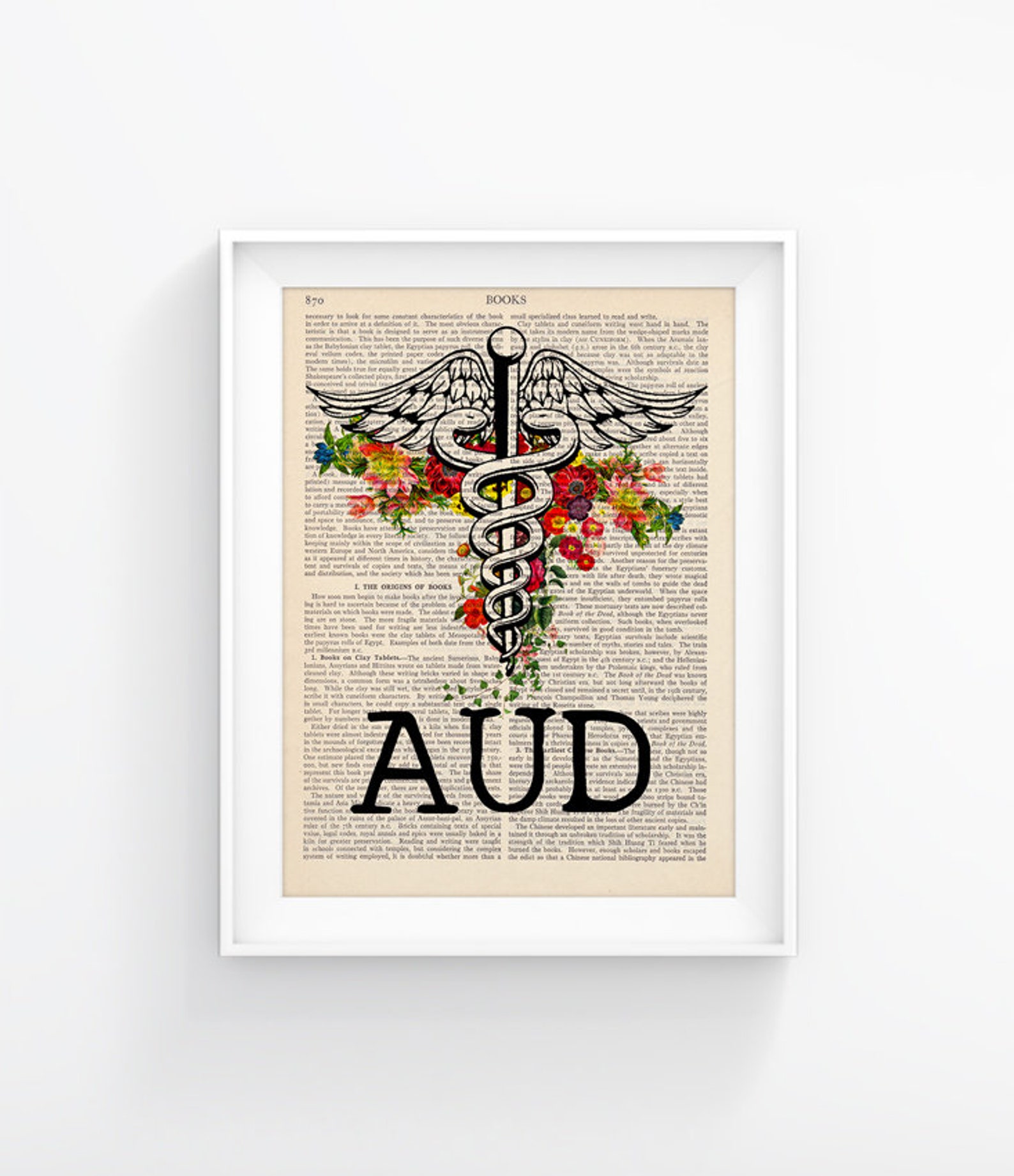 AUD Audiologist Print Caduceus Illustration Audiology Office | Etsy