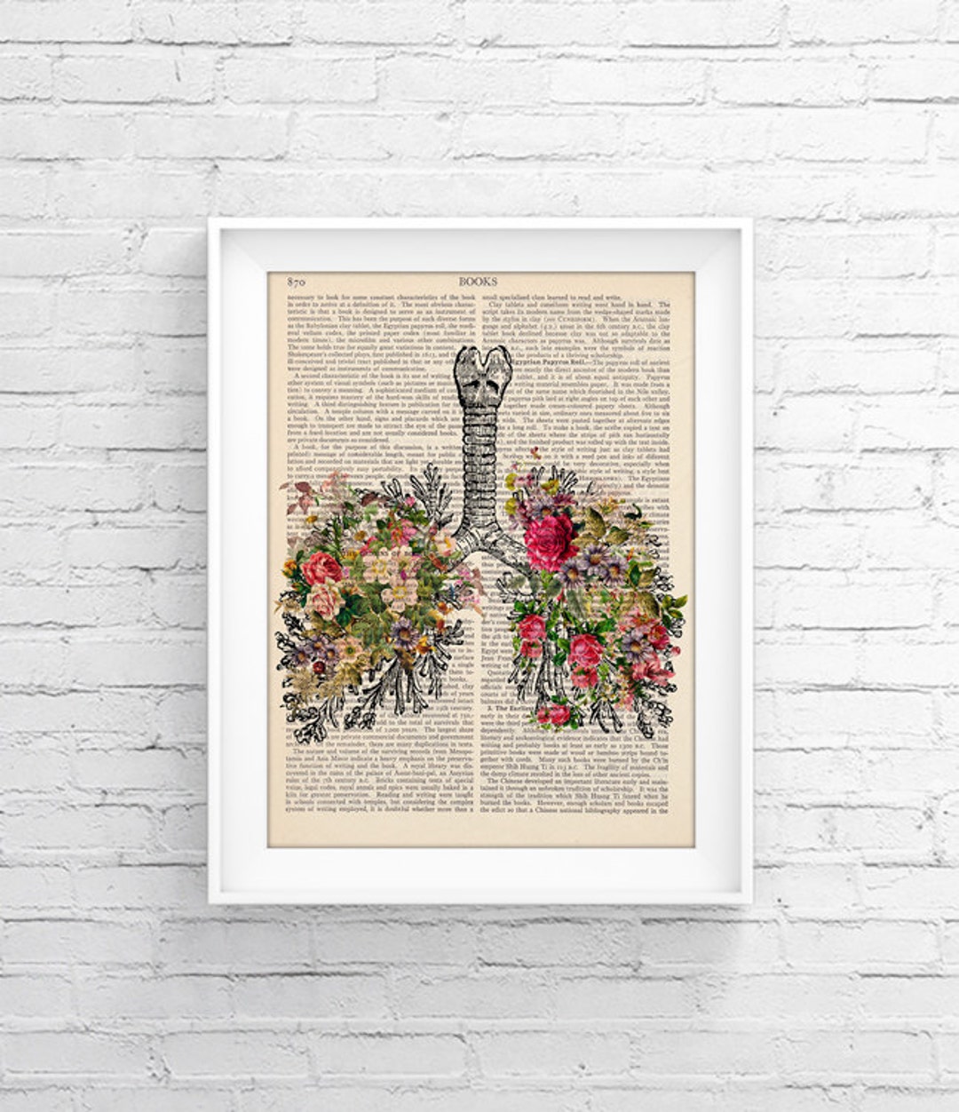 Anatomy Print, Medical Poster Vintage Illustration / Lungs, Roses ...