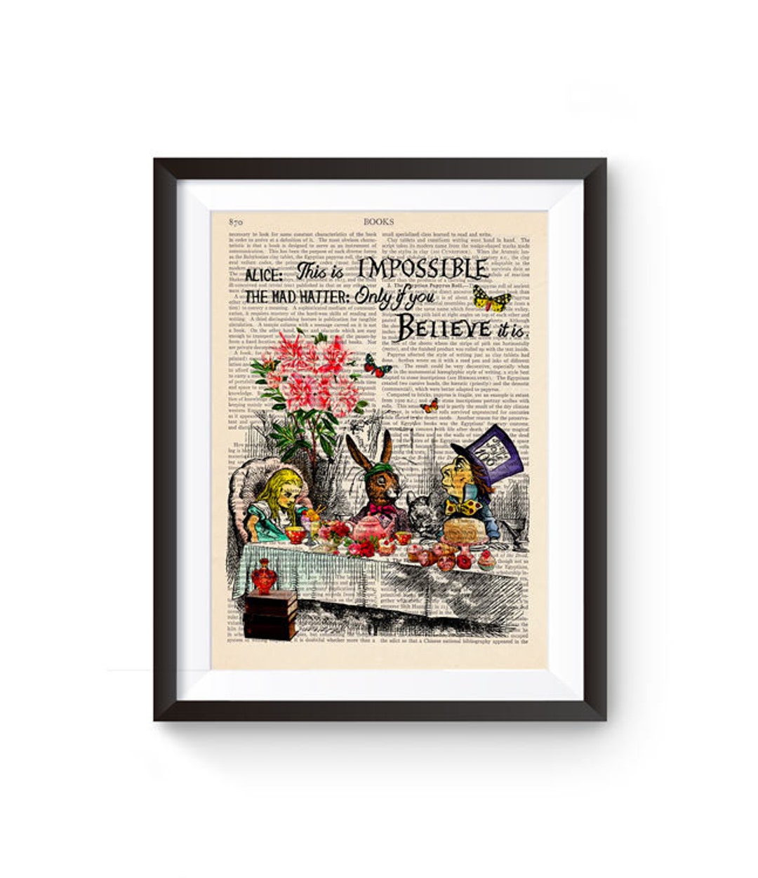 Alice in Wonderland Vintage Illustration Print Decorative Art Book Page ...