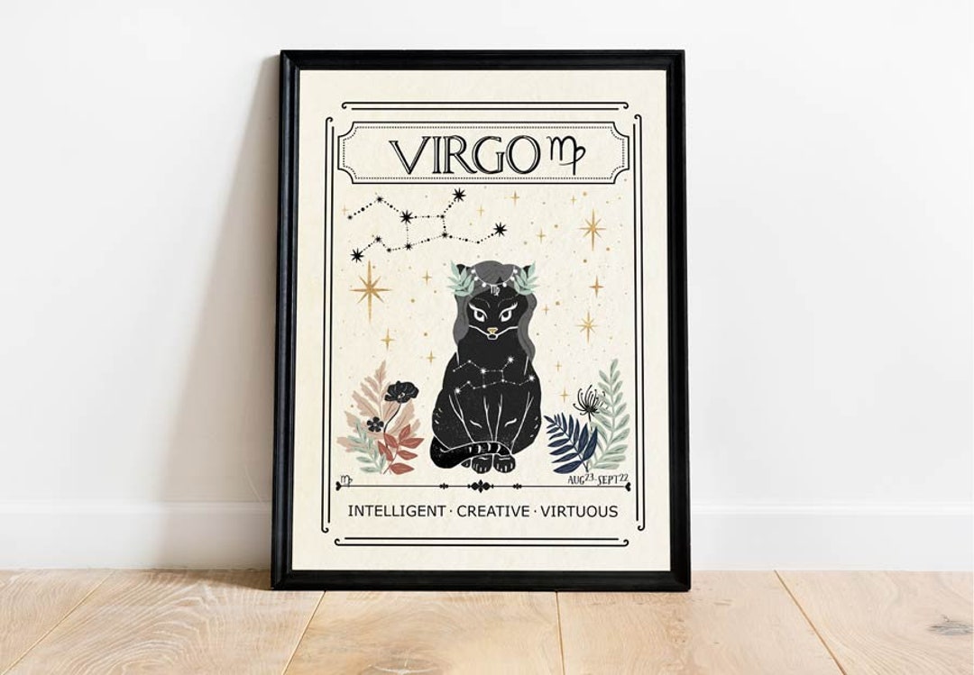 Zodiac Virgo Print, Astrology, Star Sign, Boho Decor, Celestial Print ...