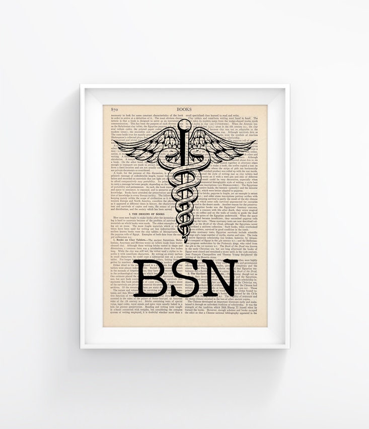 Nurse BSN Illustration Caduceus Medical Symbol Vintage Book - Etsy