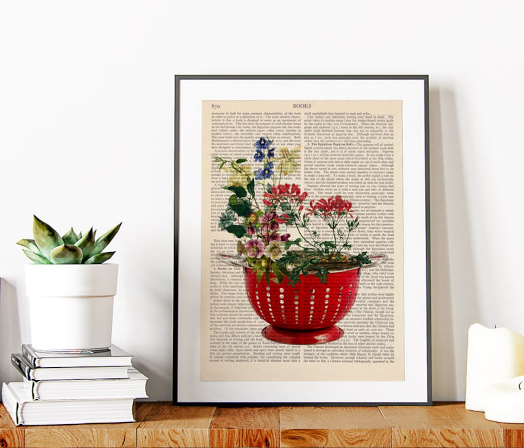 Red Sieve, Strainer Print, Retro Kitchen Decorative Art, Kitchen Decor ...