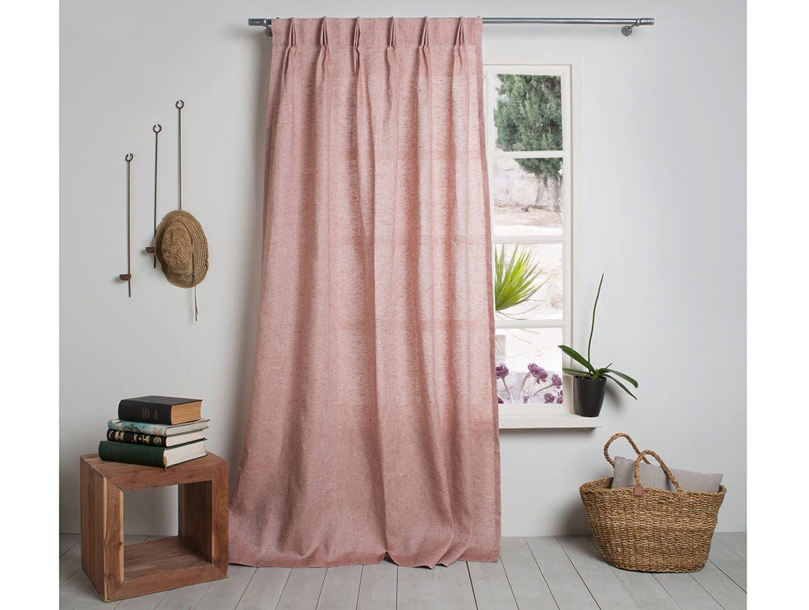 Linen Curtain - Linen Panel in Woodrose Color-window Linen Drapre Linen ...