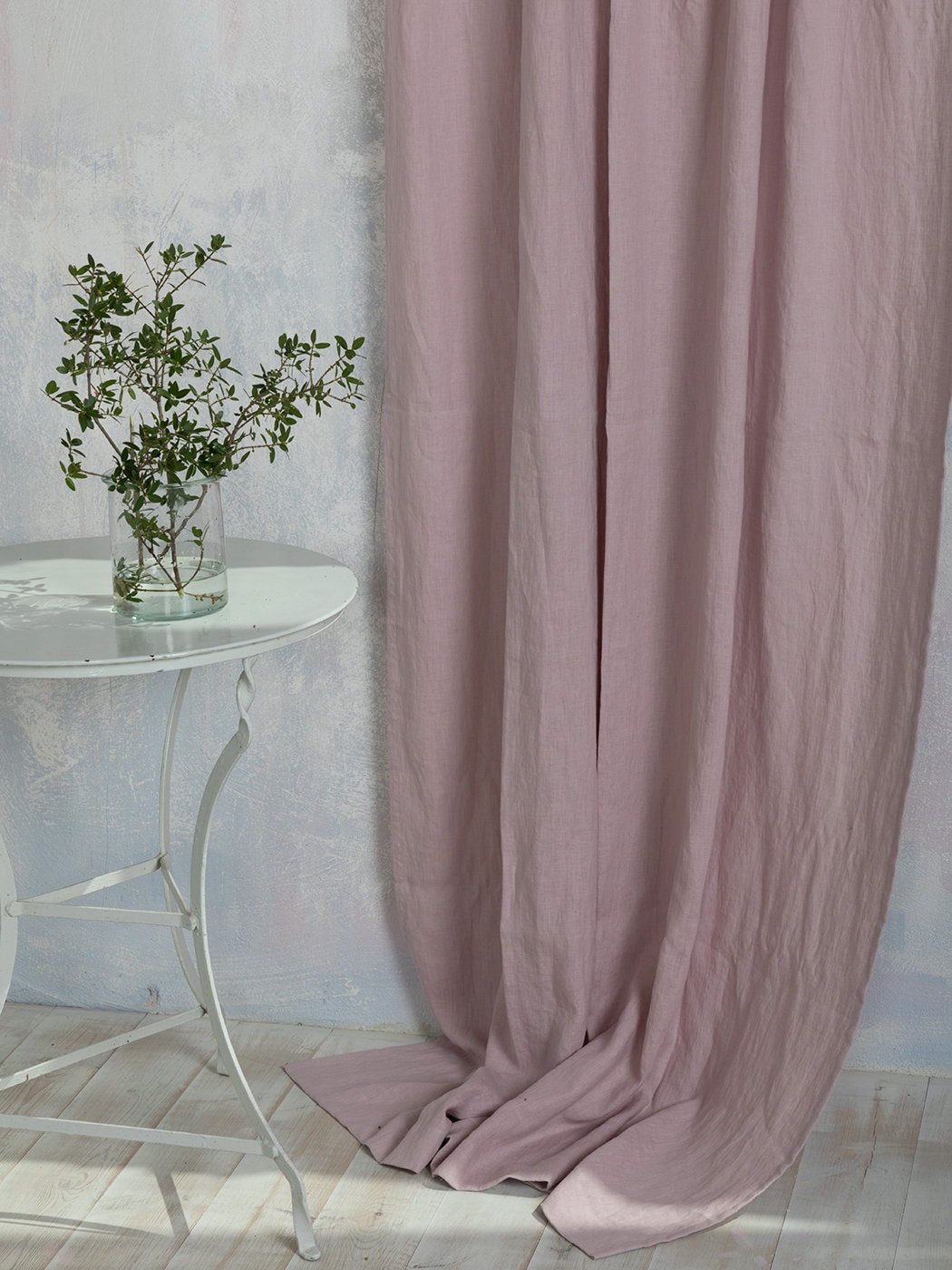 Linen Curtain Panel-Linen Drape-Washed Linen panel in dusty pink color ...