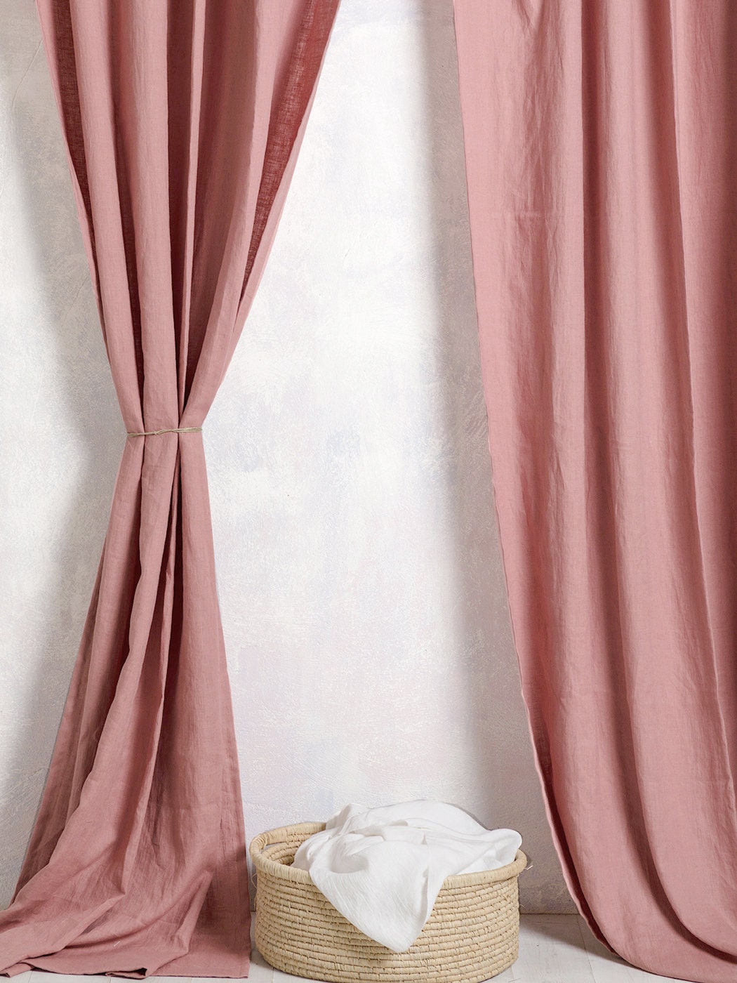 Linen Curtain-Linen Panel-Linen drape in Canyon rose/Woodrose color ...