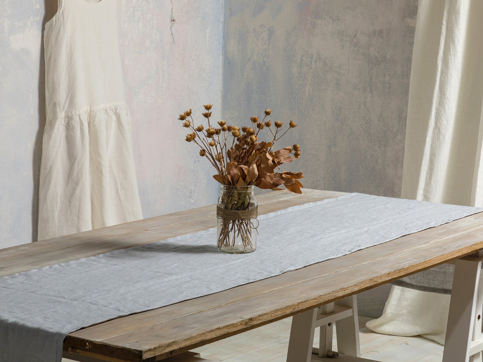 Linen Table Runner-table Runners-stonewashed Linen Table - Etsy