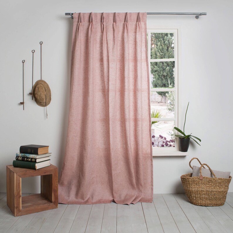 Linen Curtain - Linen Panel in Woodrose Color-window Linen Drapre Linen ...
