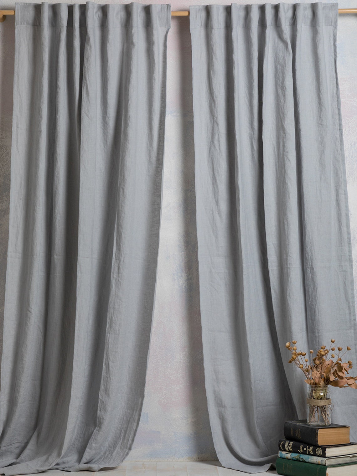 Linen Curtain Panel-linen Drape-washed Linen Drape in Ligth - Etsy
