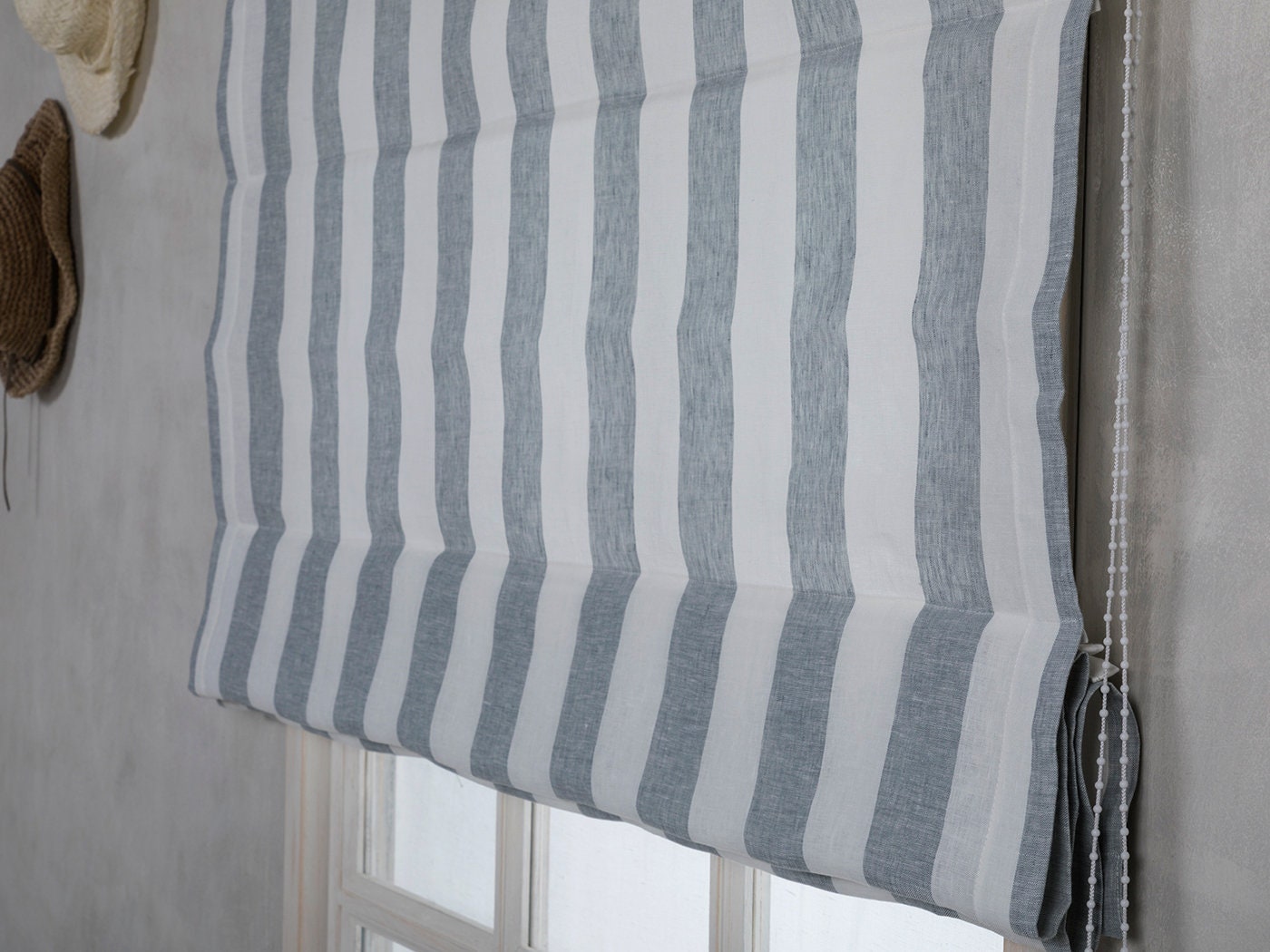 Linen Roman Blind Flat Linen Roman Shades in Grey Blue - Etsy