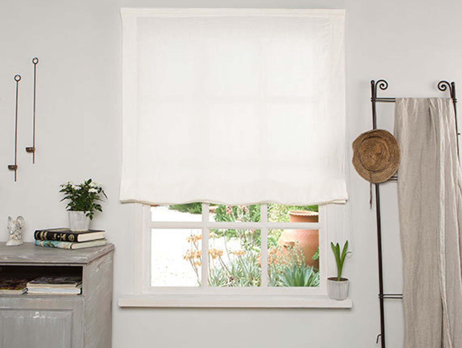 Linen Roman Blind Roman Blind-Linen Roman shade in Blue | Etsy