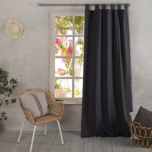Linen Curtain-linen Panel- Dark Grey Linen Drape-lined Linen Panel With ...