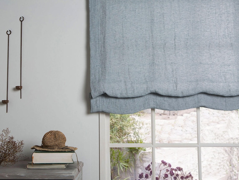 Linen Roman Blind Linen Roman Shade-roman Blind in Grey Blue - Etsy ...