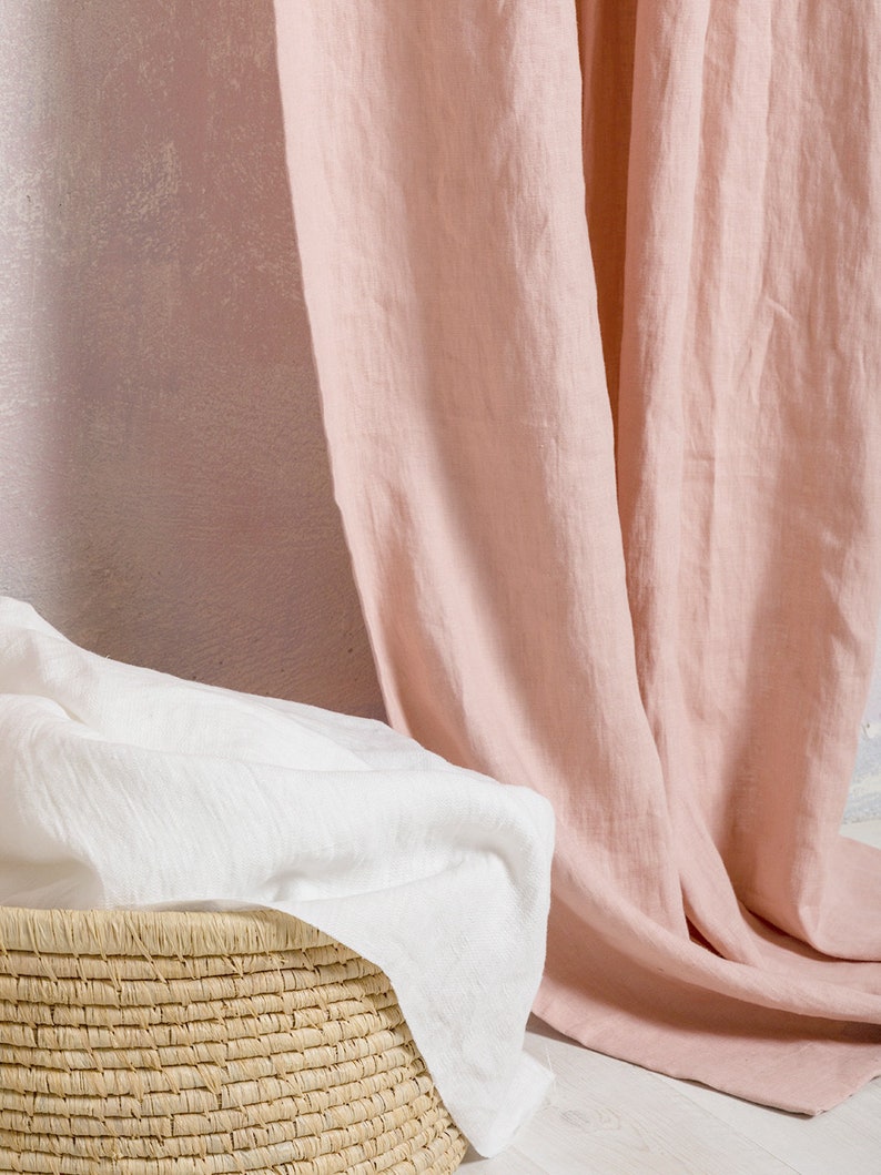 Linen Curtain-linen Panel Washed Linen Curtain With Rod - Etsy