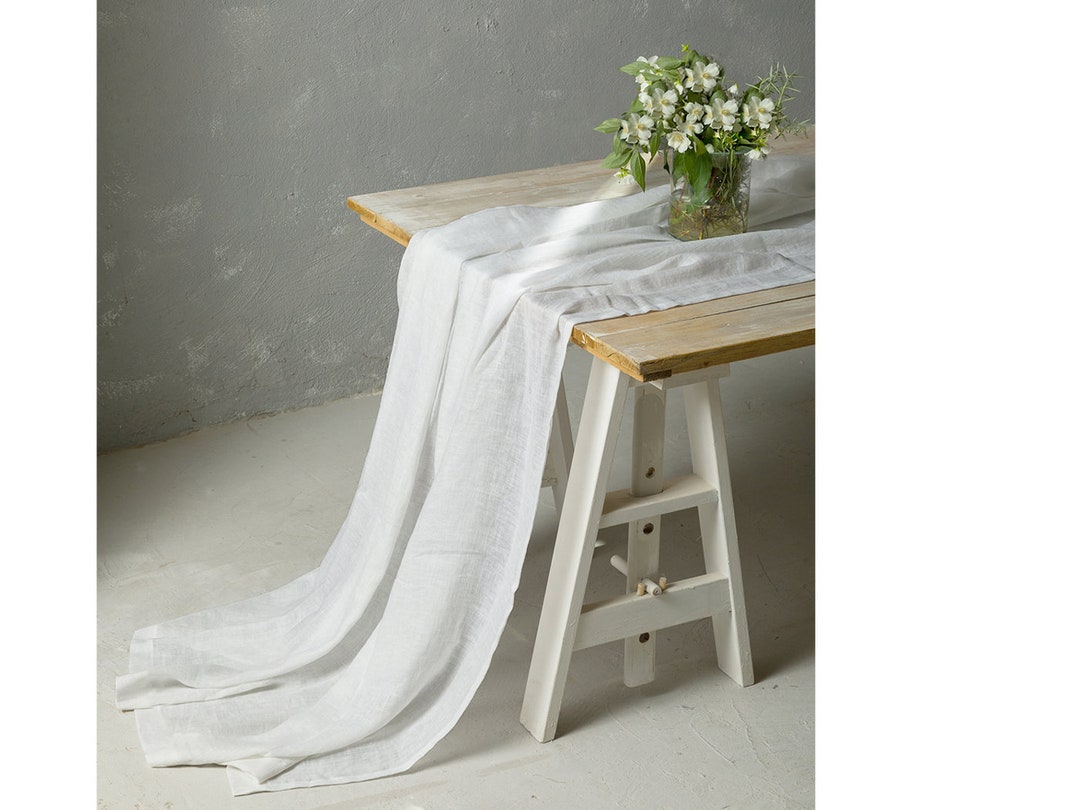Linen Table Runner-sheer Linen Table Runners-wedding Sheer Linen Table ...