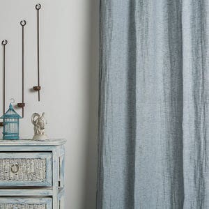 Linen Curtain -linen Drape-washed Linen Panel- Linen Drape With Ties ...
