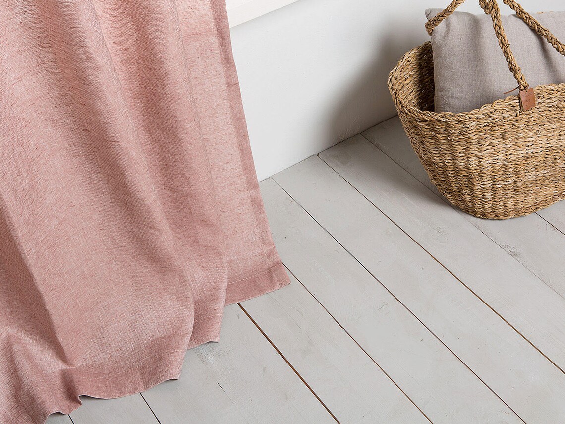 Linen Curtain - Linen Panel in Woodrose Color-window Linen Drapre Linen ...
