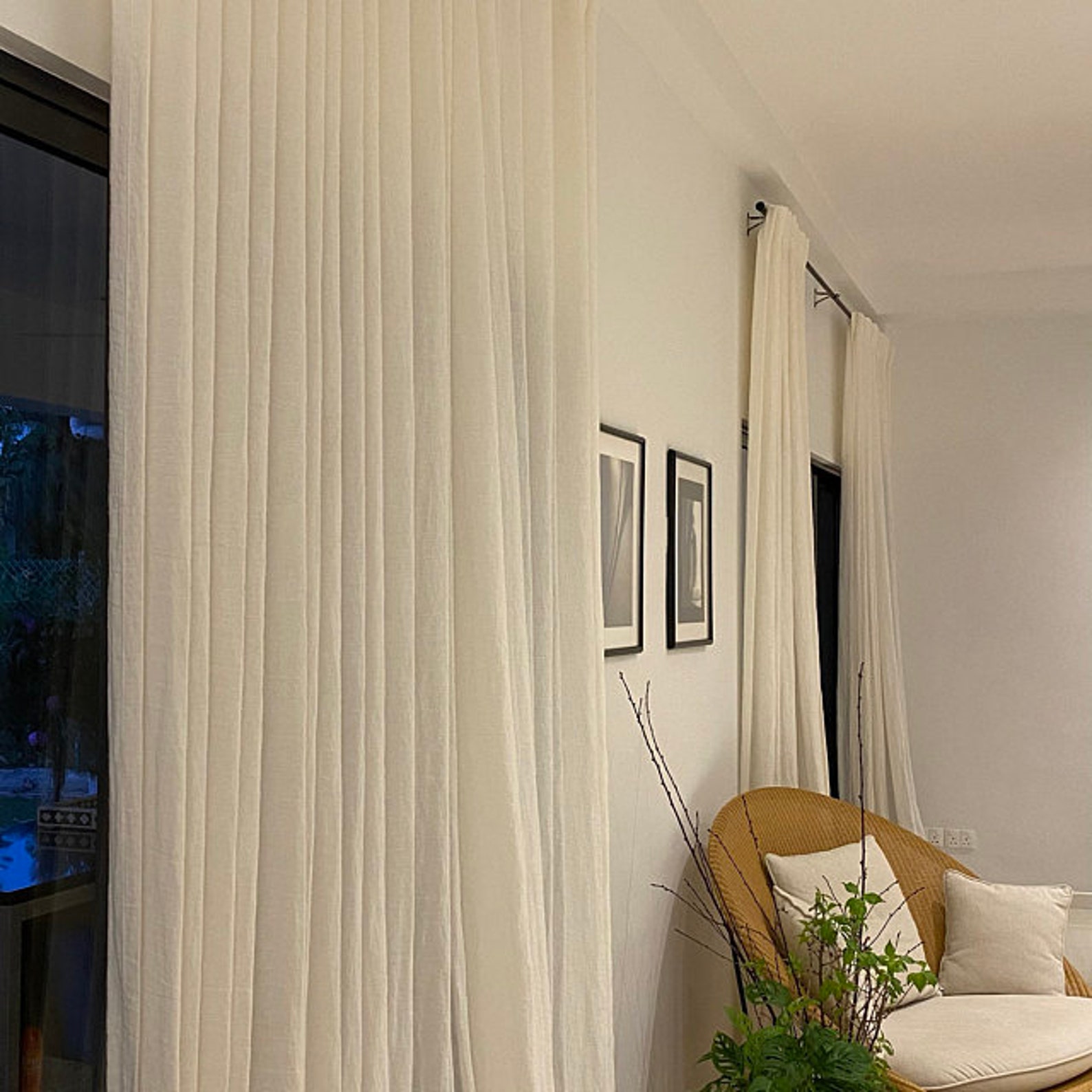 Linen Curtain-linen Drape Linen Panel in Dark Grey linen - Etsy