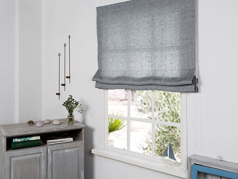 Linen Roman Blind Roman Blind roman Shade Graphite Grey - Etsy