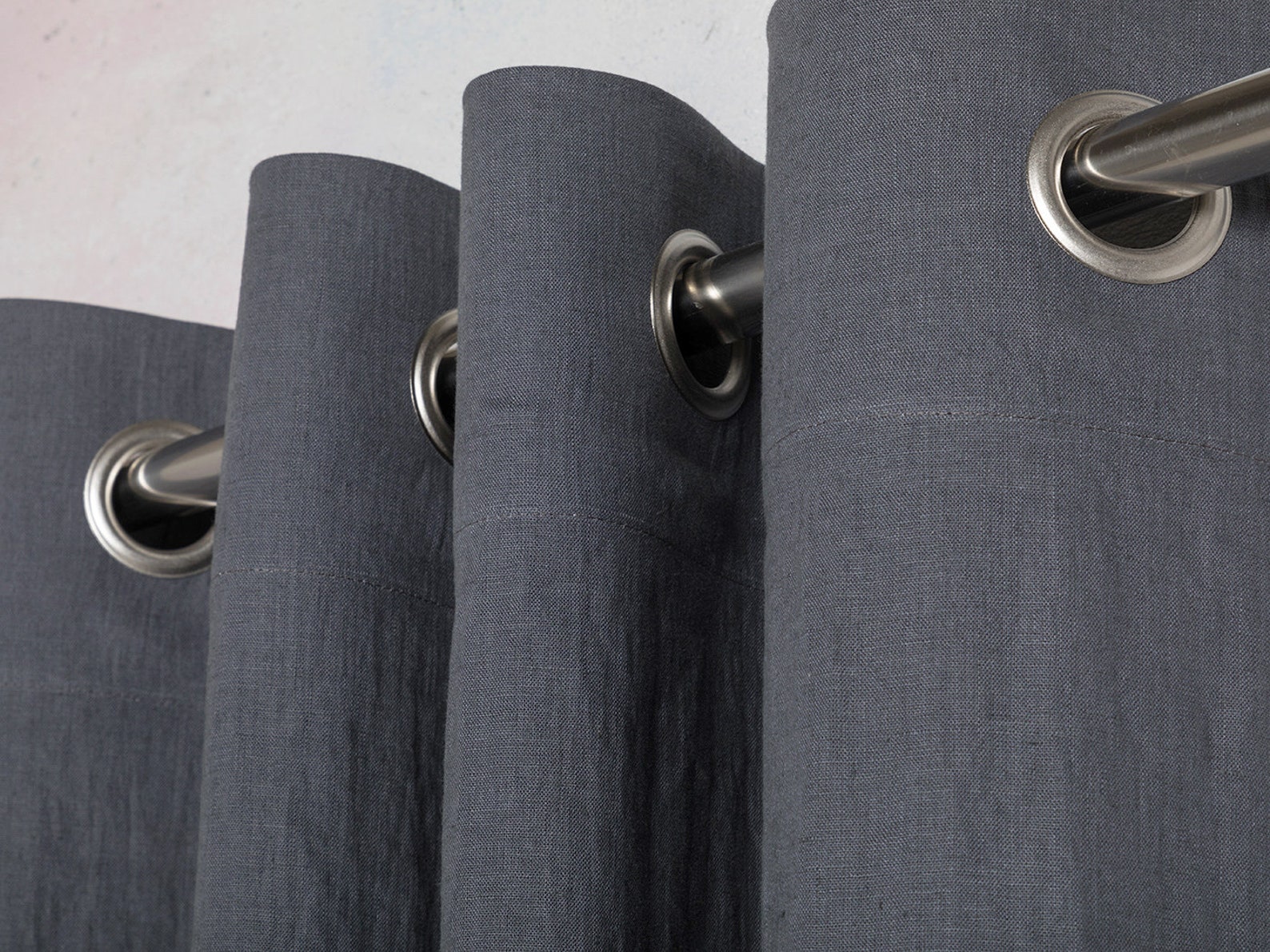 Linen Curtain-linen Panel-washed Linen Panel-dark Grey Linen | Etsy