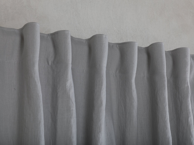 Linen Curtain-linen Panel in Light Grey With Hiddern Back Tabs-lined ...