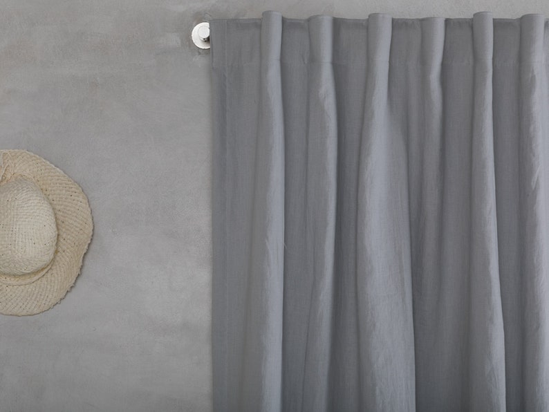 Linen Curtain-linen Panel in Light Grey With Hiddern Back Tabs-lined ...