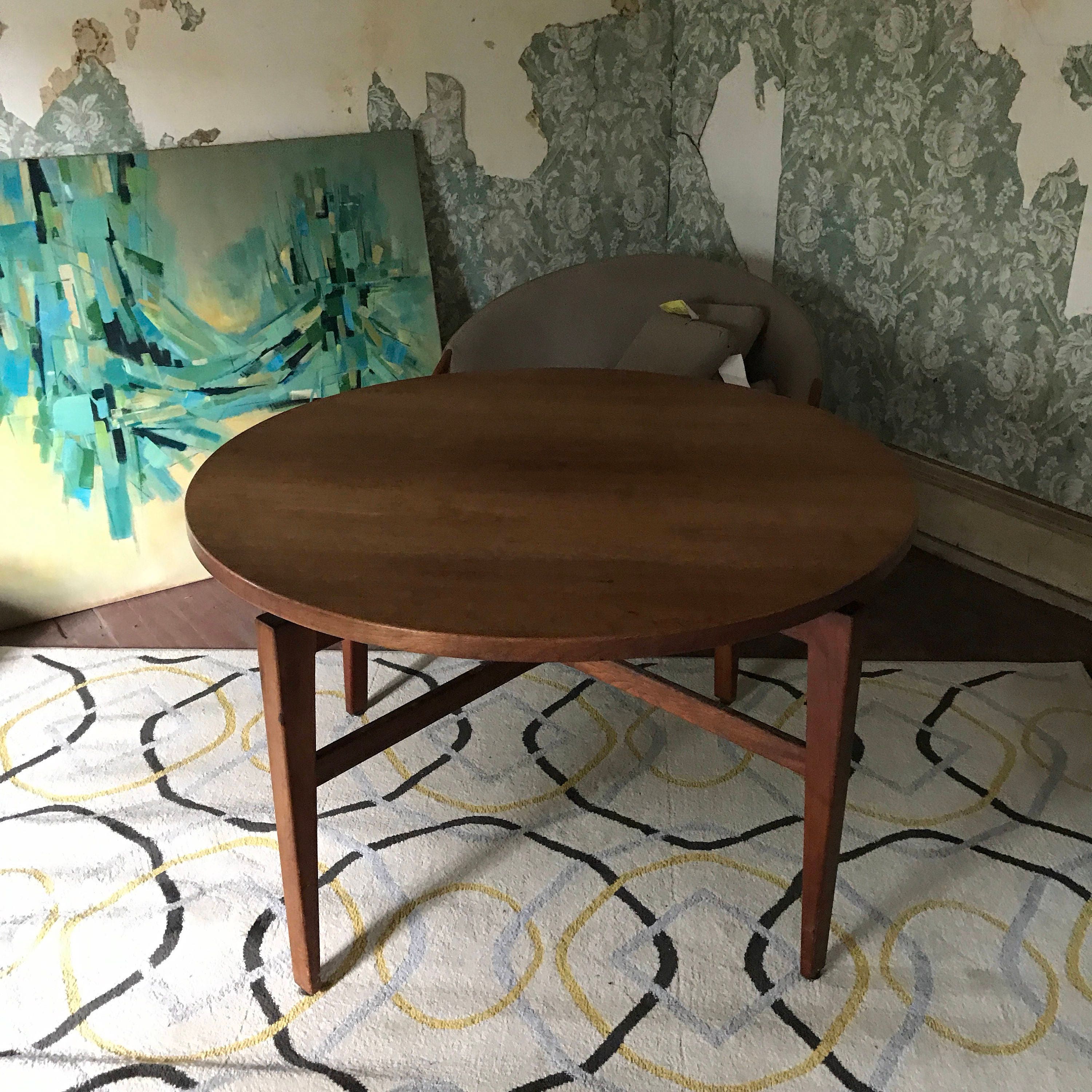 MCM Table Jens Risom Game Table Revolving Top Mid Century | Etsy