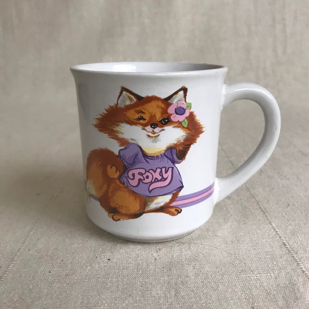 Vintage 80s Foxy Lady Mug, Cartoon Fox Hallmark Coffee Cup - Etsy