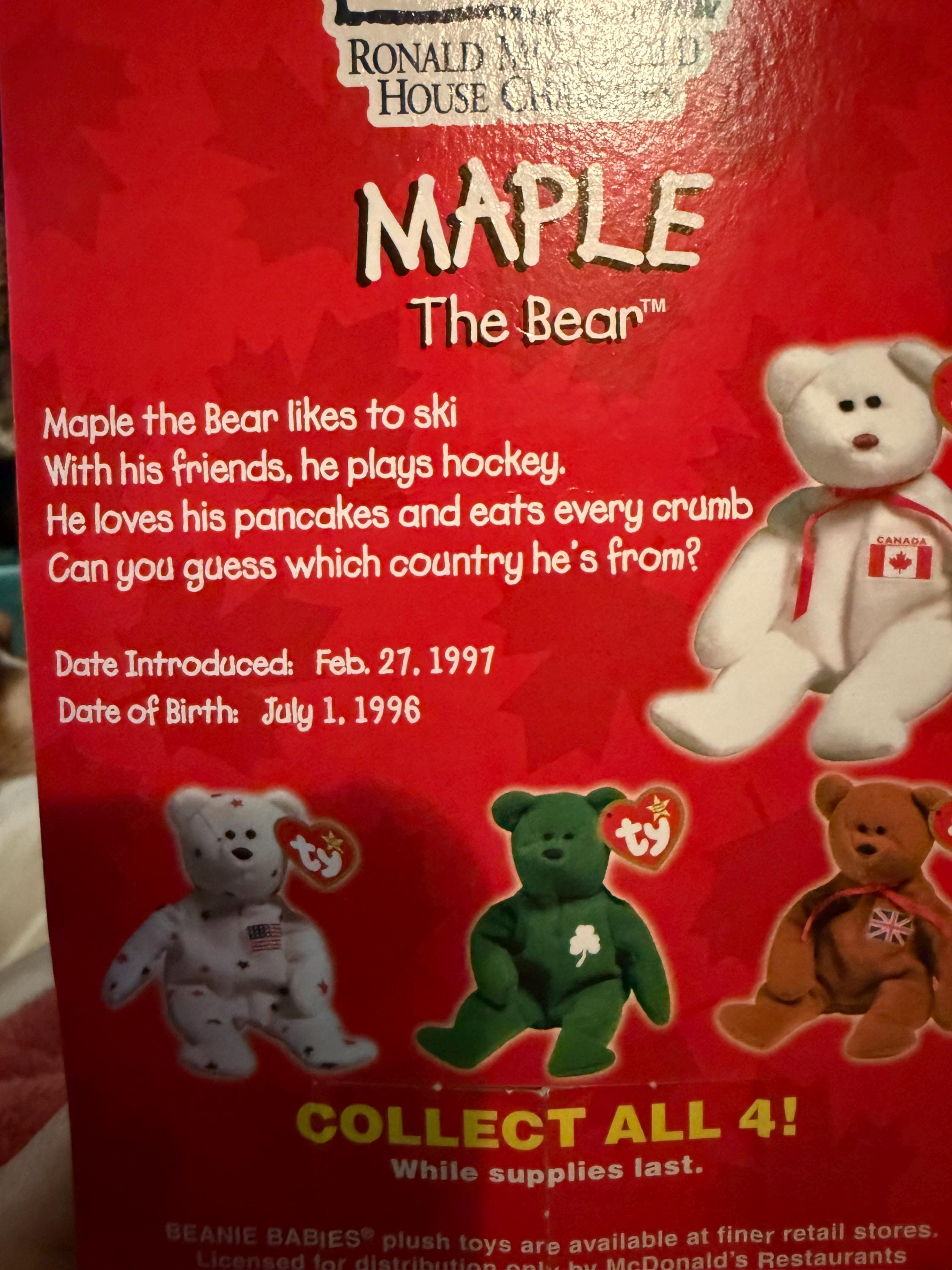 Mcdonald's Teenie Beanie Babies: International Bears Set - Mint in Box ...