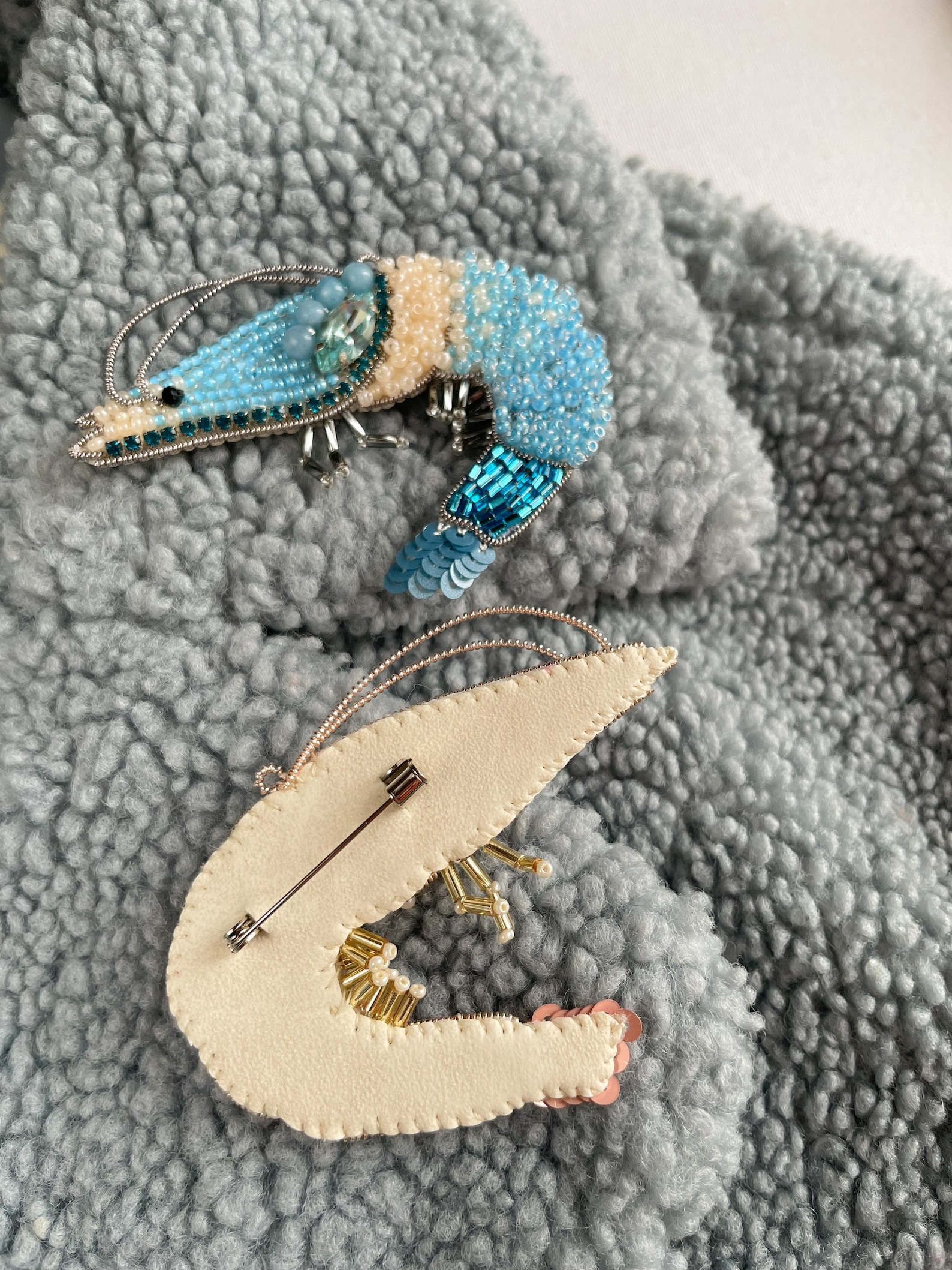 Shrimp Beaded Brooch Beaded Prawn Brooch Ocean Brooch | Etsy