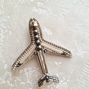 Beaded Airplane Brooch. Gift For Flight Attendant | Etsy