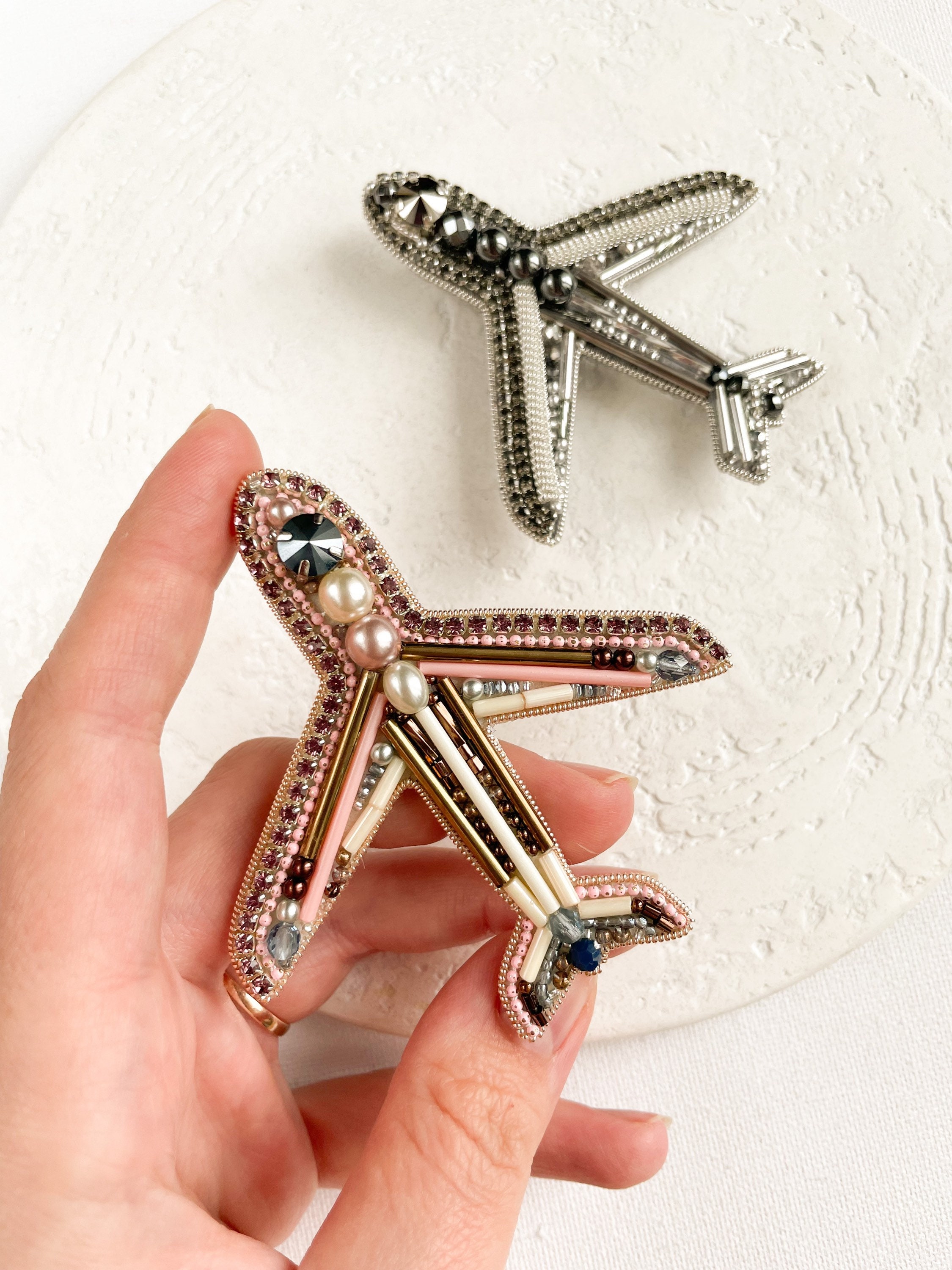 Beaded Airplane Brooch. Gift for Flight Attendant - Etsy