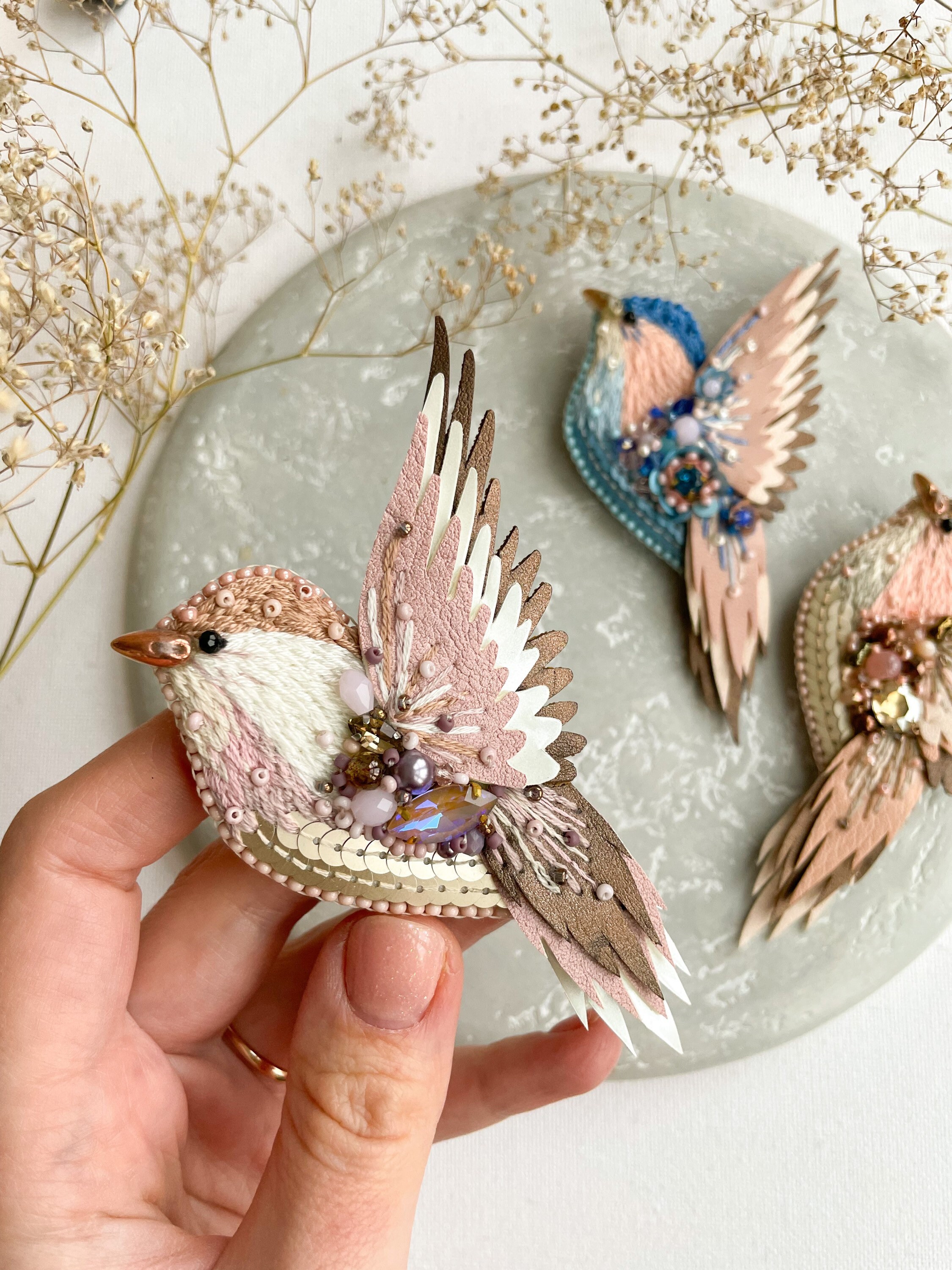 Beaded Bird Brooch. Gift for Her - Etsy