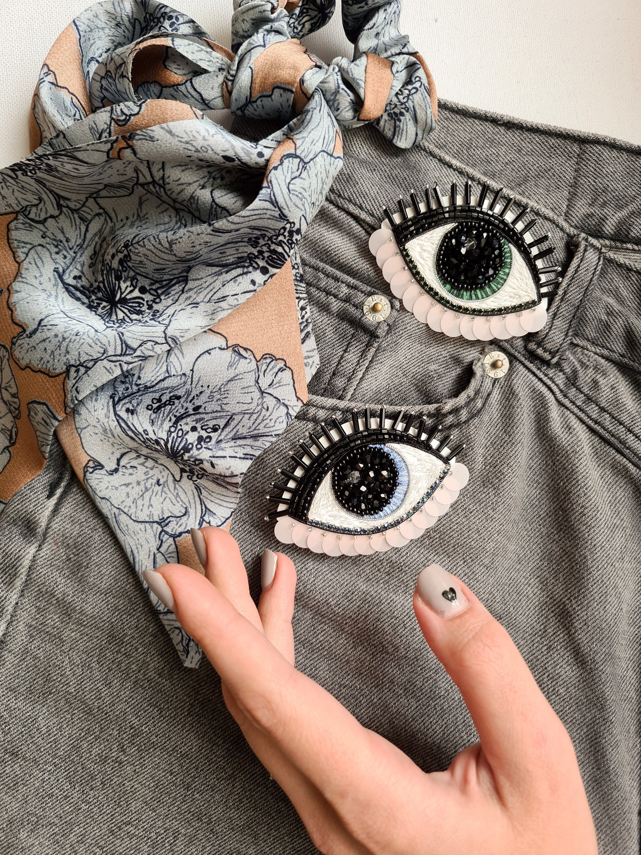 Crystal Eye Bead Brooch. Makeup Artist Gift - Etsy UK