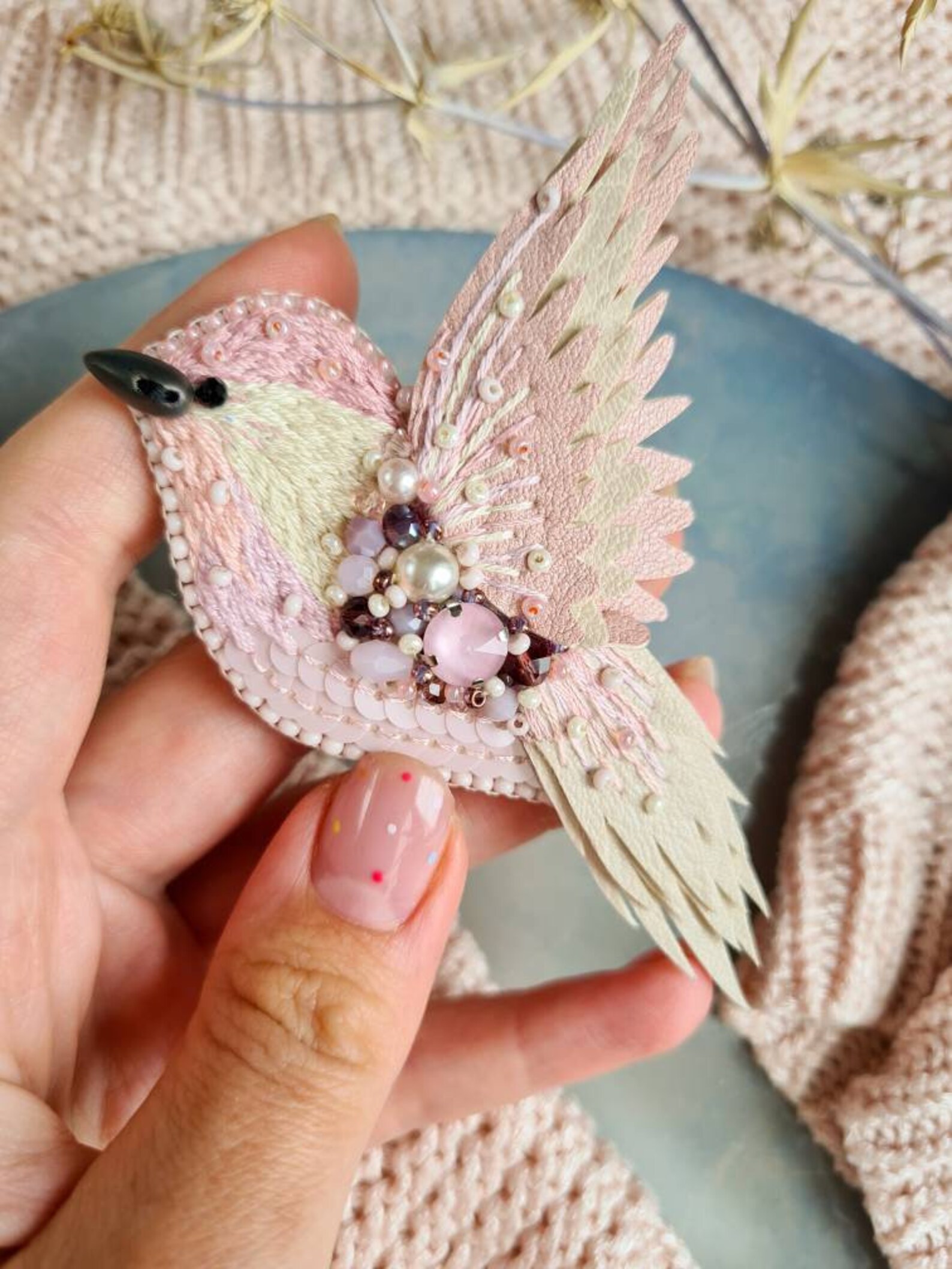 Bird Brooch Embroidered With Beads. Birthday Gift for - Etsy
