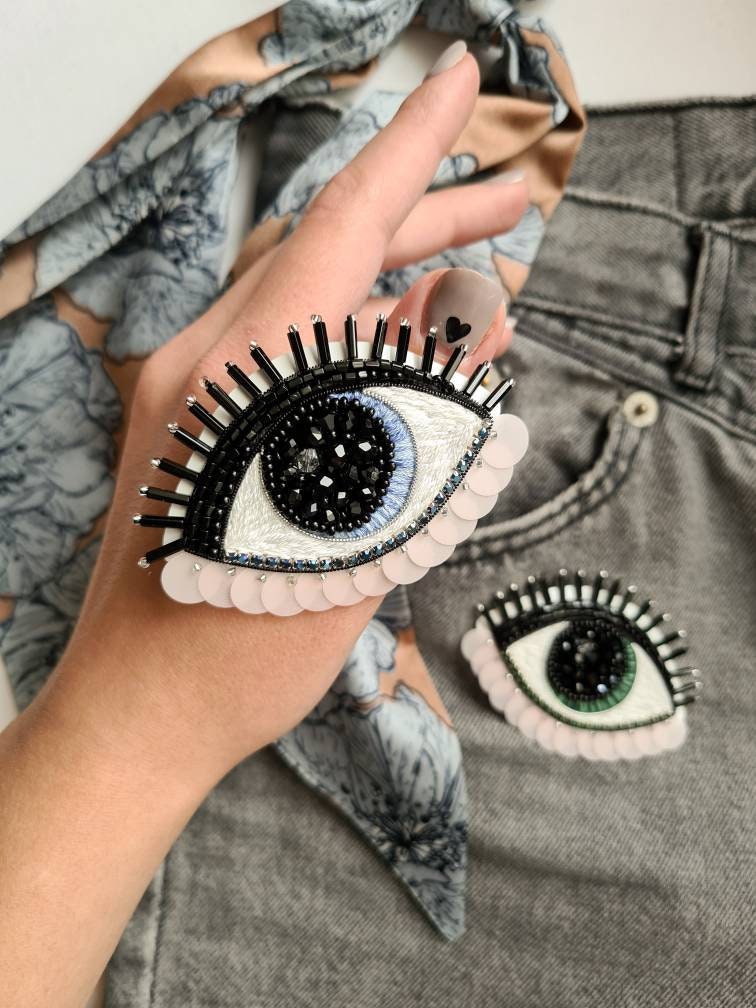 Crystal Eye Bead Brooch. Makeup Artist Gift - Etsy UK