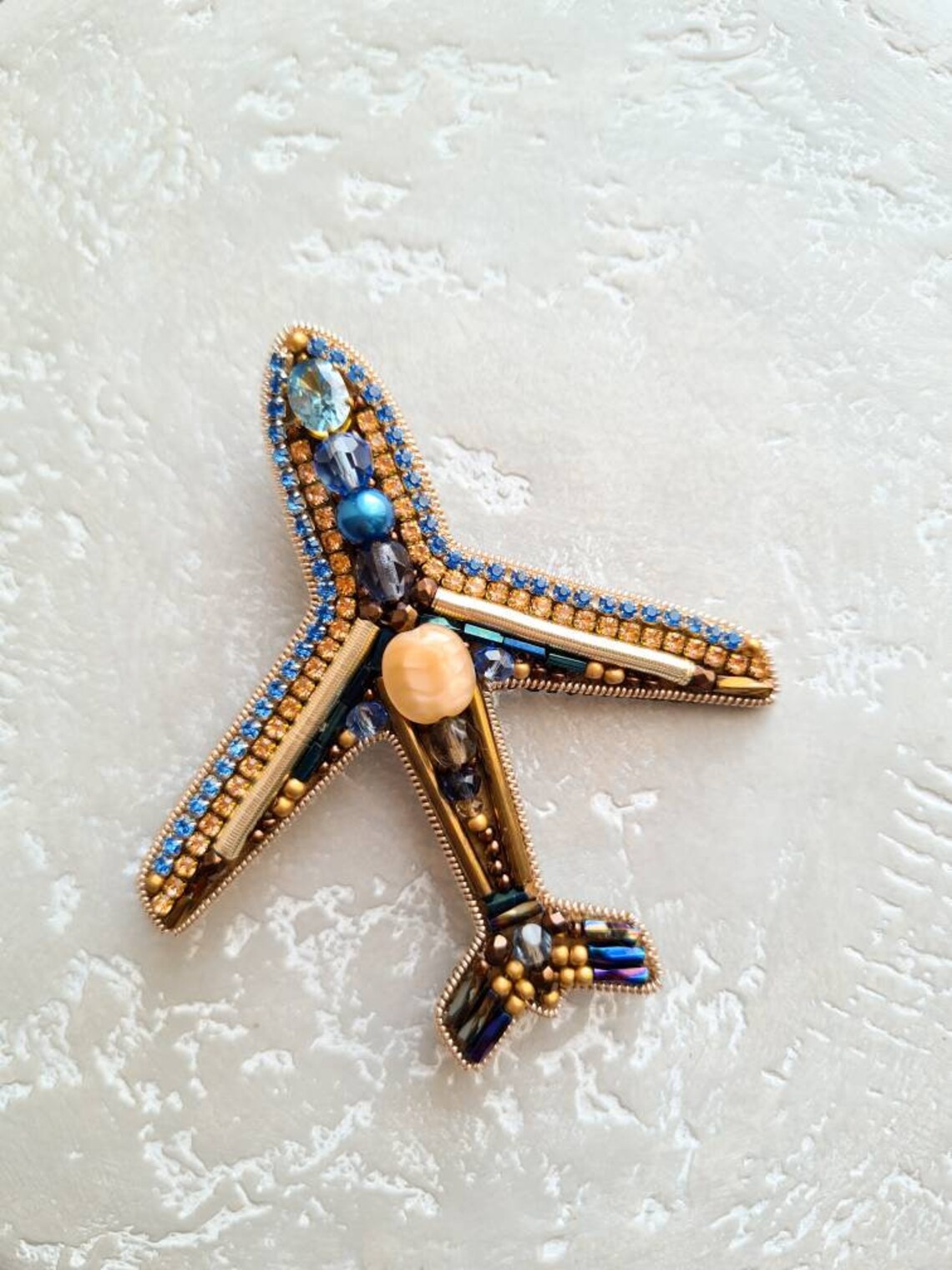 Beaded Airplane Brooch. Gift for Flight Attendant - Etsy