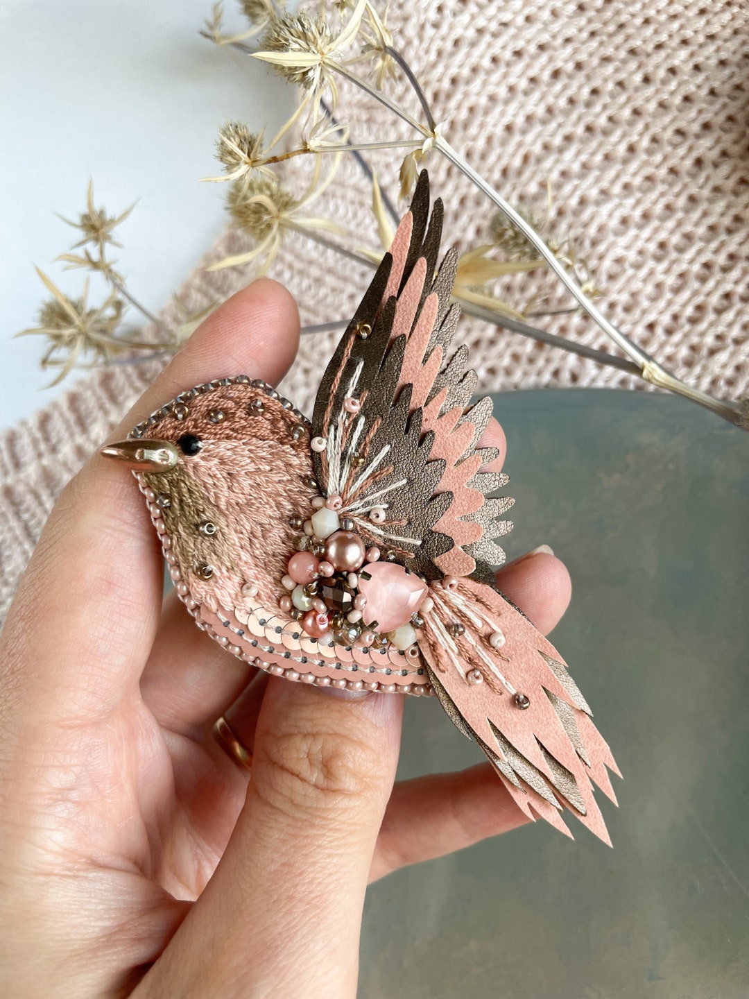 Beaded Bird Brooch. Gift for Her - Etsy