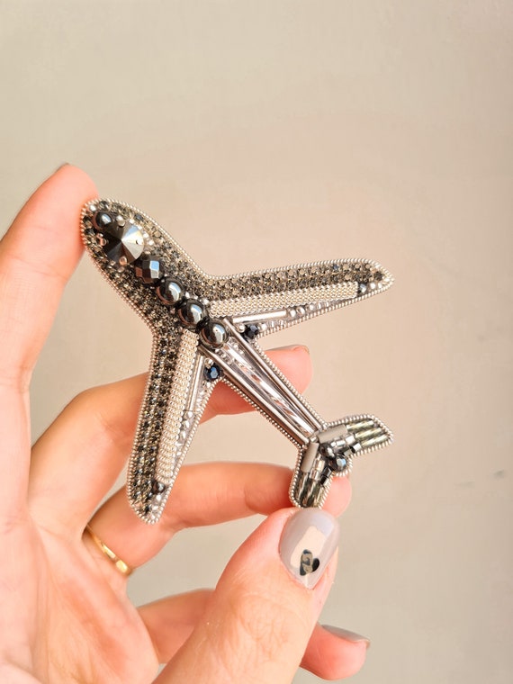 Beaded Airplane Brooch. Gift For Flight Attendant | Etsy
