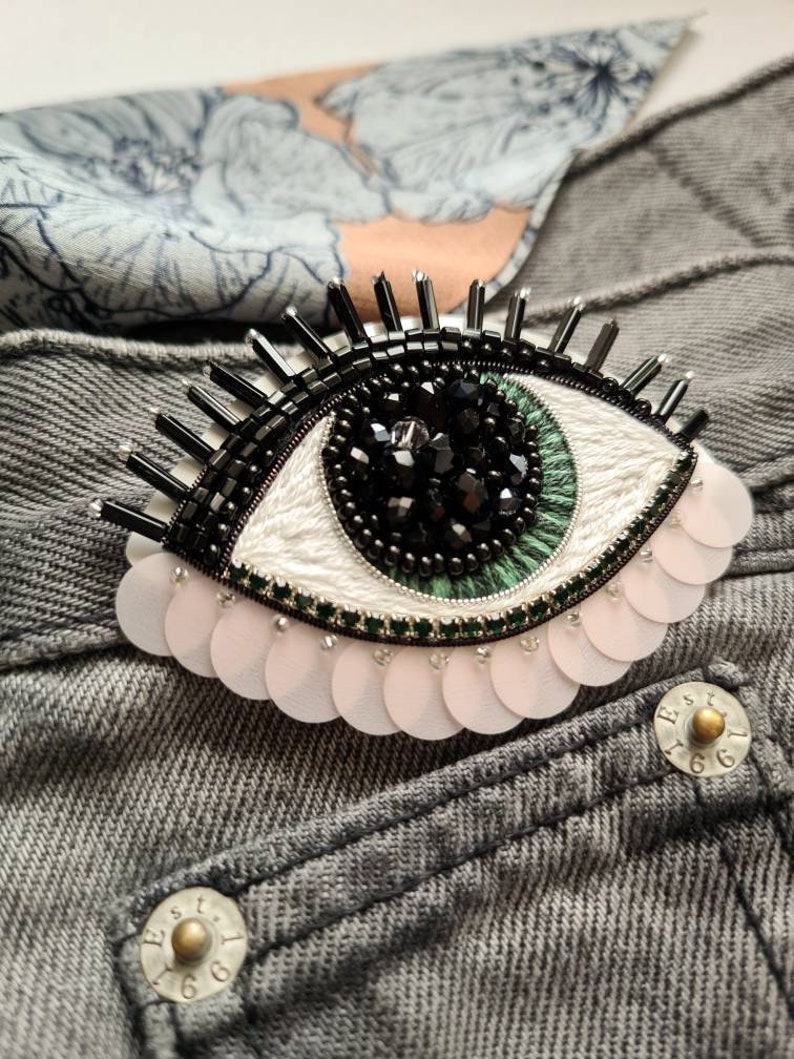 Crystal Eye Bead Brooch. Makeup Artist Gift | Etsy