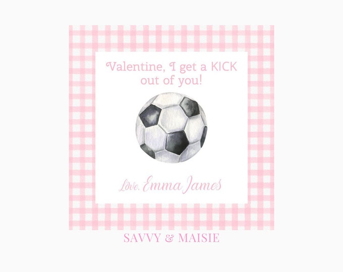 Soccer Tag, Watercolor Soccer Ball Card, Valentines Tag, Sports ...